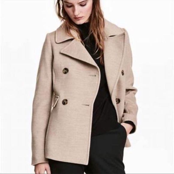 H&M | Jackets & Coats | Hmcamelcoloredpeacoatjacket | Poshmark
